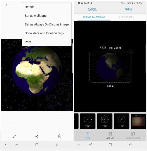 '갤럭시S8·노트8' AOD 기능, GIF(움짤) 애니메이션 지원 추가 | 케이벤치 주요뉴스
