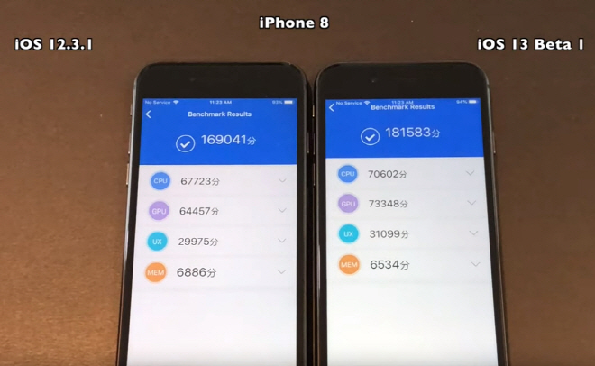 [영상] iOS 13 베타 1 vs iOS 12.3.1 속도 테스트