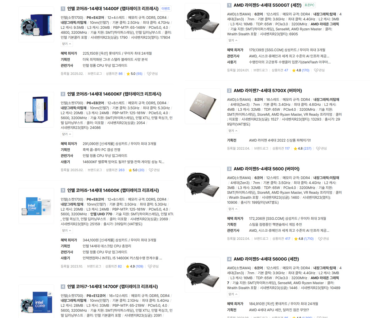 DDR5 가격에 발목 잡힌 업그레이드, AMD AM4와 인텔 14세대 다시 주목 | 케이벤치 주요뉴스