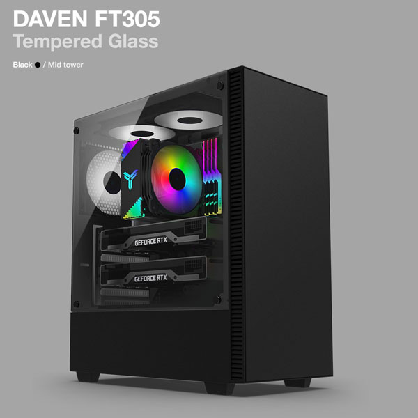 DAVEN, 블랙 미들타워 PC 케이스 FT305 강화유리 출시 및 이벤트 진행 | 케이벤치 신제품뉴스, 보도자료