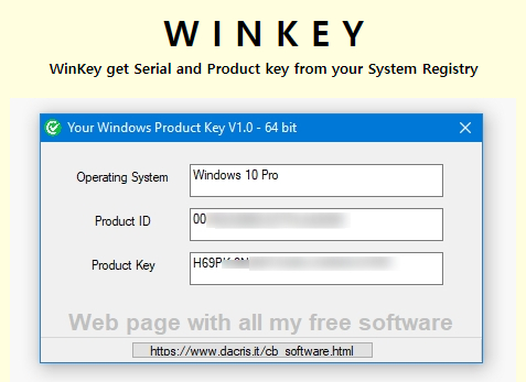 WinKey v1.4 (간단하게 윈도우 OS 제품키 확인) | 케이벤치 다운로드
